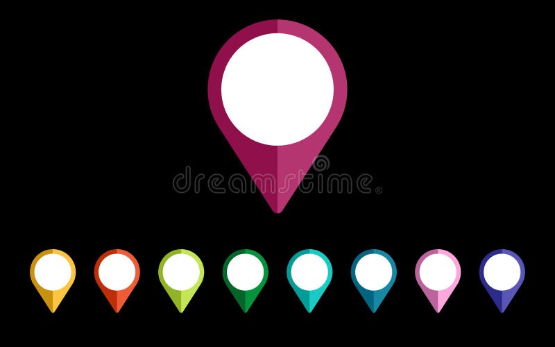 Flat Style Map Pins Set. Colorful Design Elements Collection. Vector ...