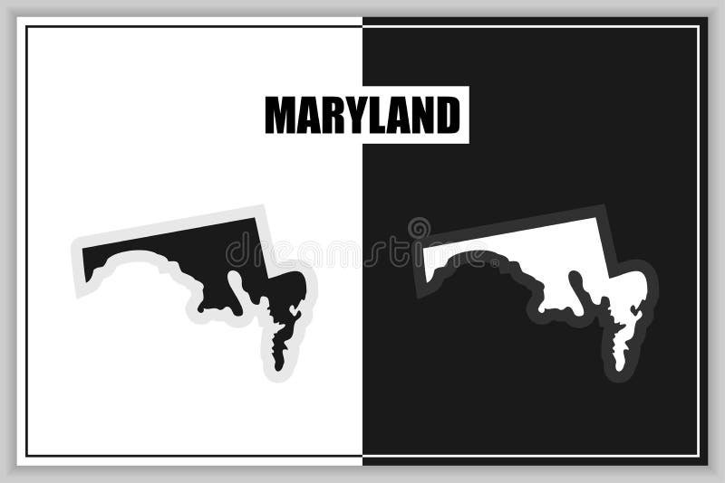 Flat Style Map of State of Maryland, USA. Maryland Outline Stock Vector ...