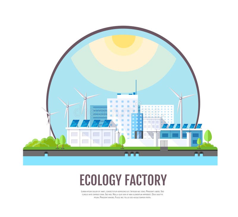 Flat Style Modern Design of Ecology Factory Landscape Stock Vector ...