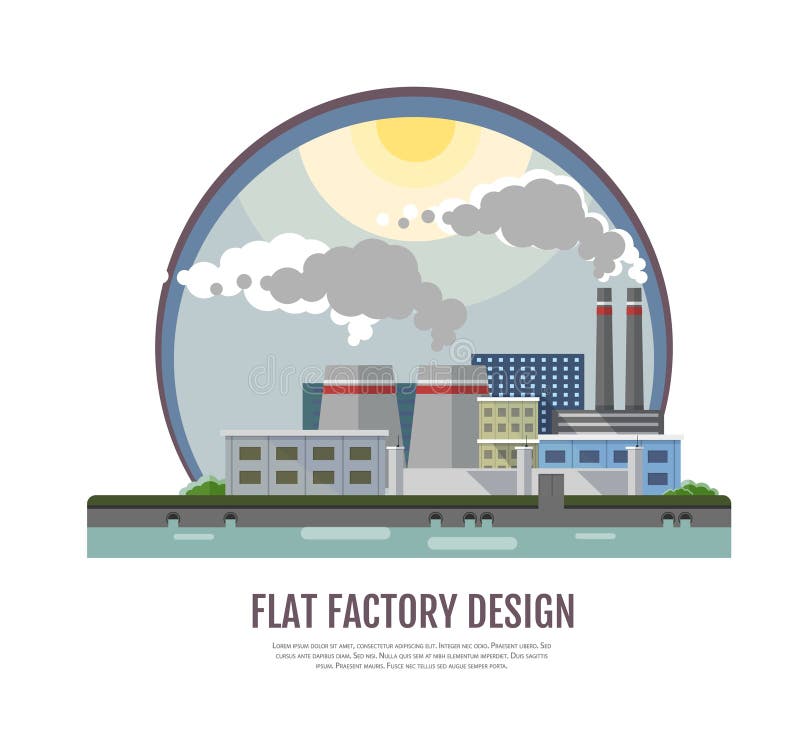 Flat Style Modern Design of Industrial Factory Landscape Stock Vector ...