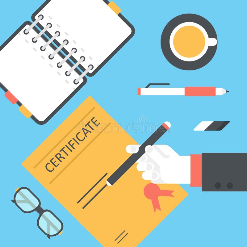 Flat Style Modern Desktop Certificate Signing Hands Icon Set Stock ...