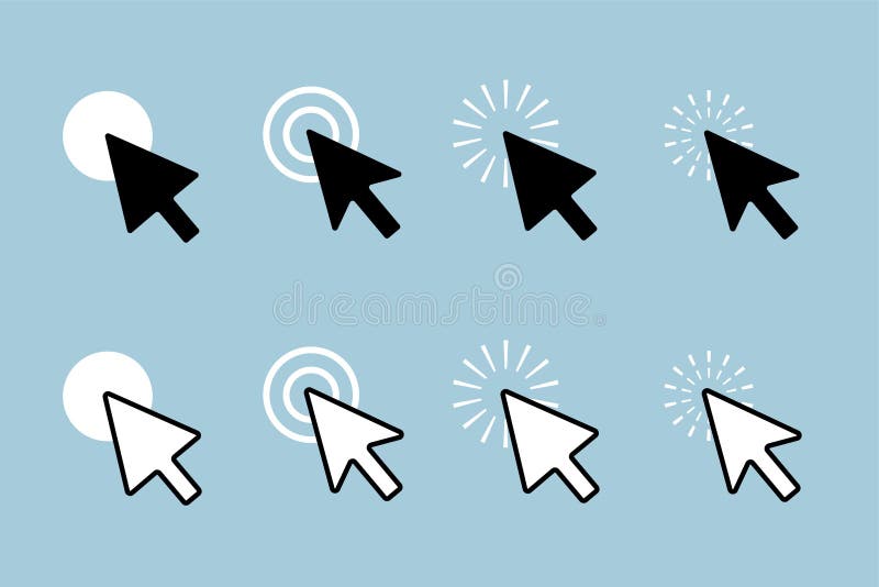 Flat Style Mouse Pointer Sign Design in Set Stock Vector - Illustration ...
