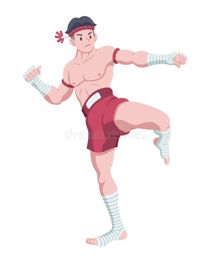 Muay Thai Boxer Cartoon Illustration Stock Vector - Illustration of ...