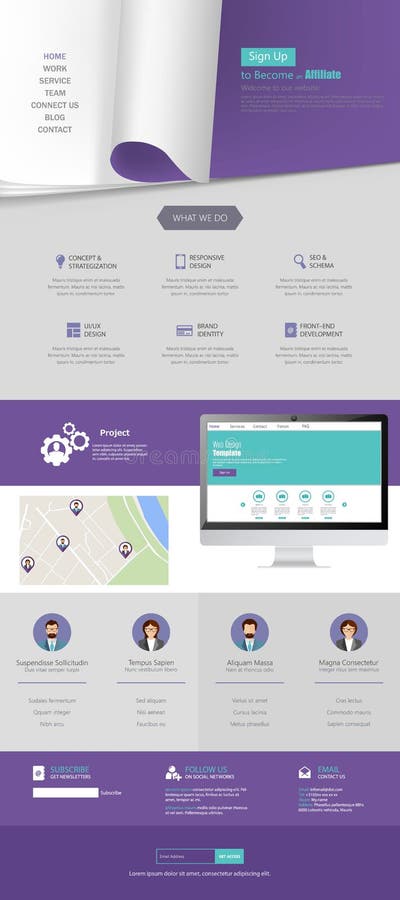 Flat Style One Page Website Template Vector Eps 10 Stock Vector ...