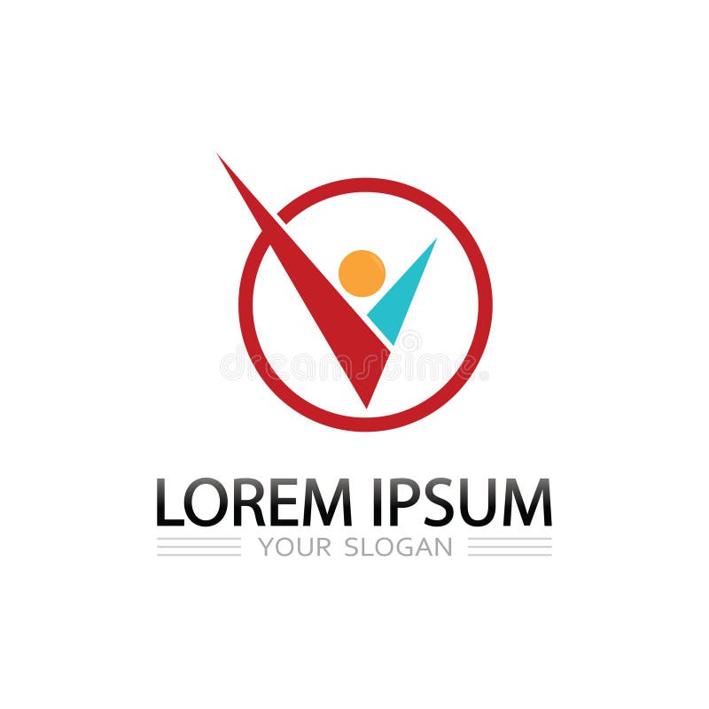 Flat Style Organization Logo with Team of People Working Together in ...