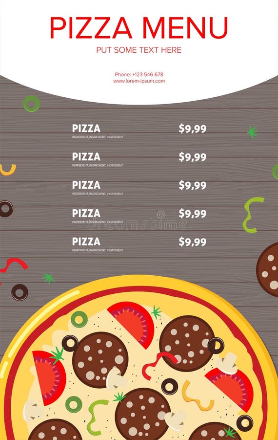 Flat Style. Pizza Card Menu Stock Vector - Illustration of restaurant ...