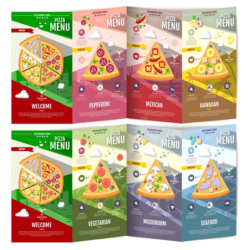 Flat Style Pizza Menu Design. Document Template Stock Vector ...