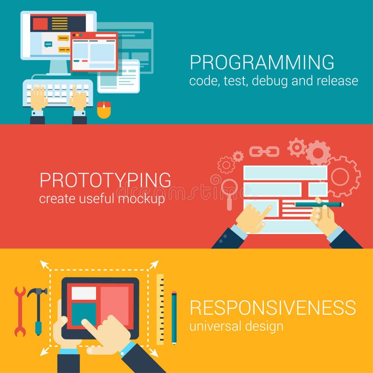 Flat Style Process Programming Prototyping Infographic Concept Stock ...