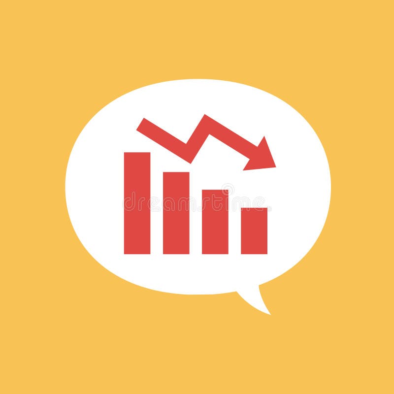 Flat Style of Red Down Chart in White Bubble Stock Illustration ...
