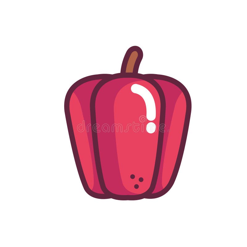 Flat Red Bell Pepper Vector with Bold Outline Stock Illustration ...