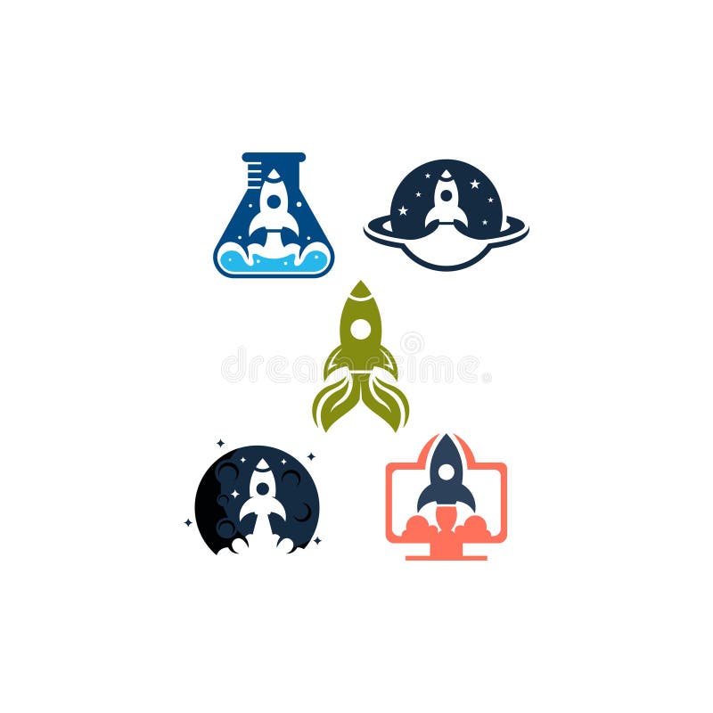 Flat Style Rocket Icon Set, Rocket Launcher Startup Simple Logo Design ...