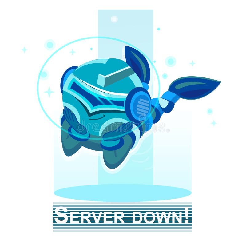 Flat Style, Server Icon Illustration. Blue Robot Stock Illustration ...