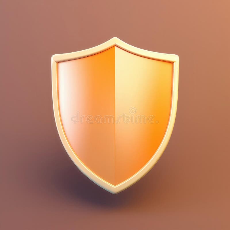 Shield Icon Designed in Flat Style with Soft Pastel Orange Border and ...