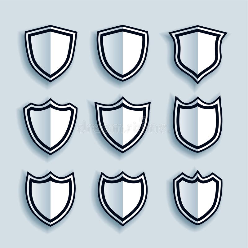 Flat Style Shield Symbols or Badges Set Stock Vector - Illustration of ...