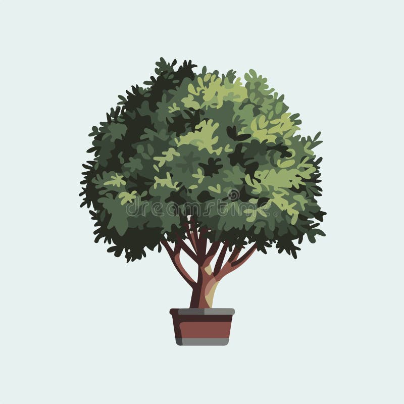 A Flat-Style Short Tree on a Plain White Background Stock Vector ...