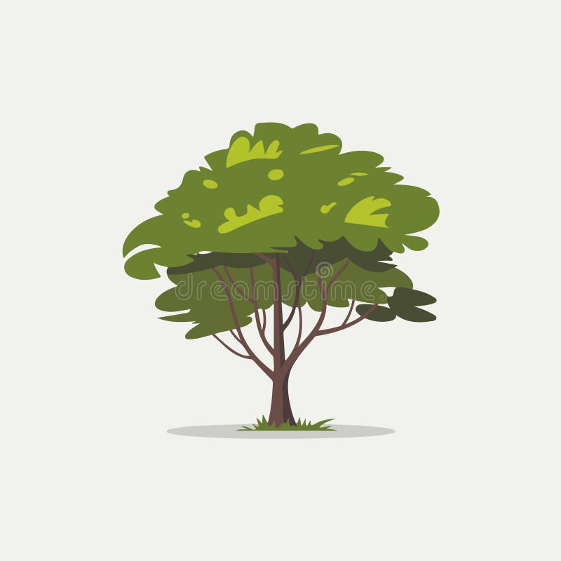 A Flat-Style Short Tree on a Plain White Background Stock Vector ...