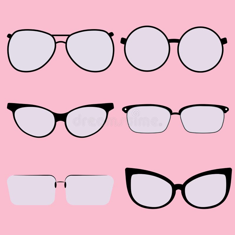 Flat Style Six Specs Frame Shape Collection on Pink Stock Illustration ...