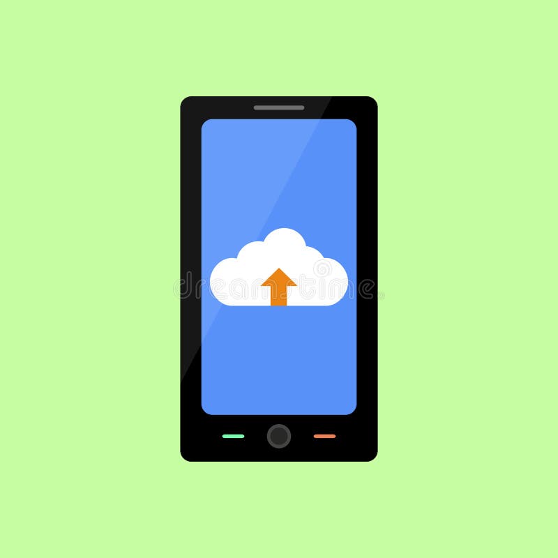 Flat Style Smart Phone with Cloud Uploading Stock Vector - Illustration ...
