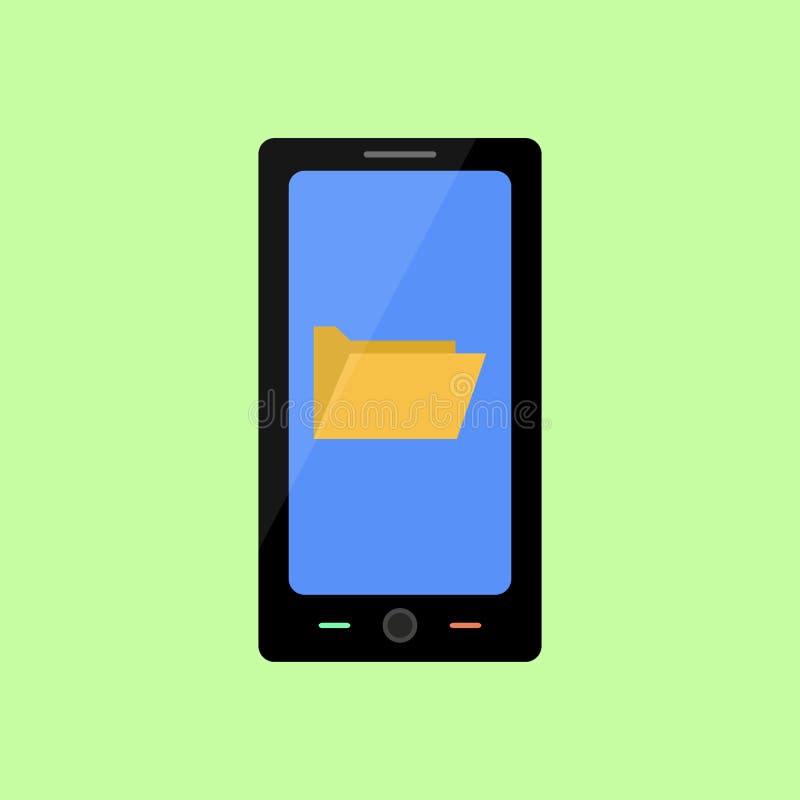Flat Style Smart Phone with Folder Stock Vector - Illustration of ...