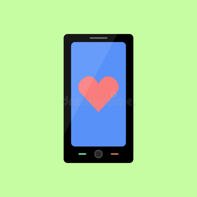 Flat Style Smart Phone with Heart Stock Vector - Illustration of cell ...