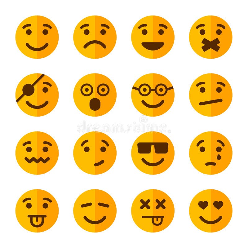 Flat Style Smile Emotion Icons Set. Vector Stock Vector - Illustration ...