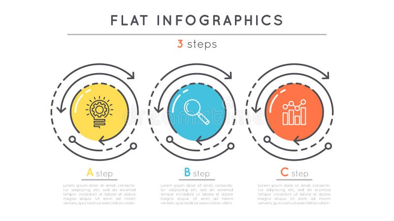 Flat Style 3 Steps Timeline Infographic Template. Stock Vector ... Flat Style 3 Steps Timeline Infographic Template. Stock Vector ...