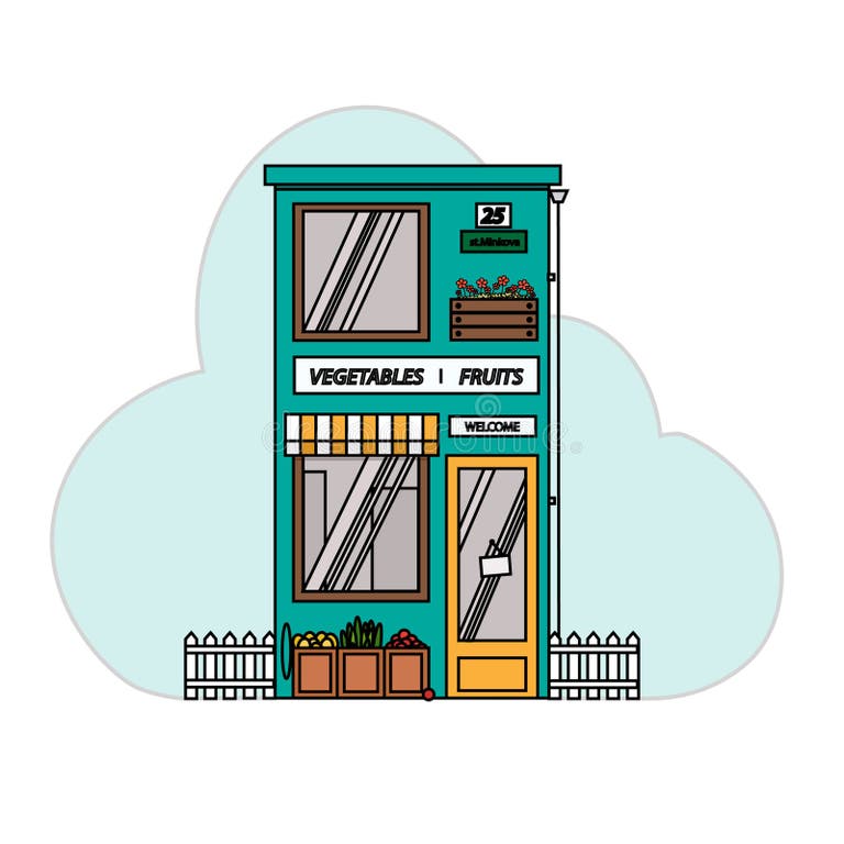 Flat Style Store. Vector Illustration Stock Illustration - Illustration of shop, sale: 399525375