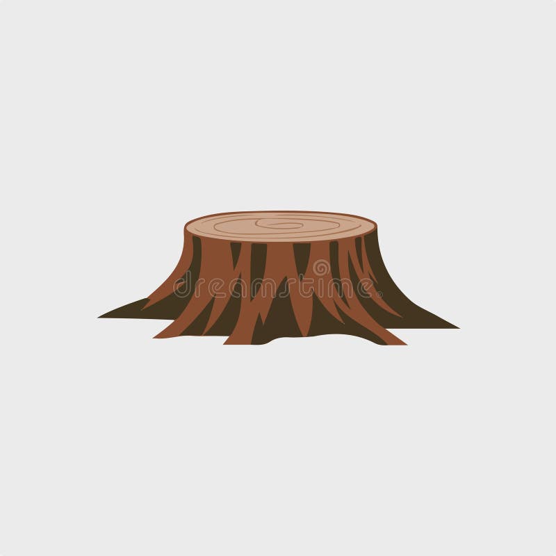 A Flat-Style Tree Stump on a Plain White Background Stock Vector ...