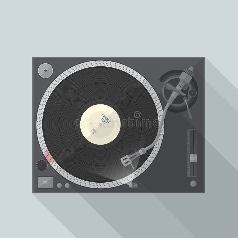 Flat Style Turntable with Vinyl Record in Work Stock Vector ...