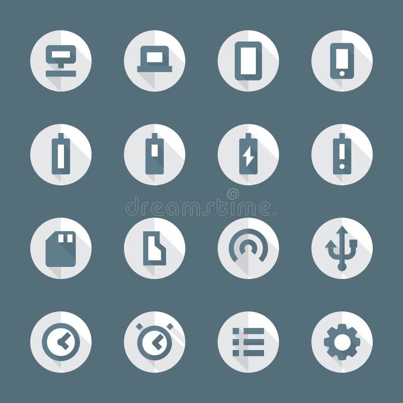 Flat Style Various Device Icons Set Stock Vector - Illustration of ...