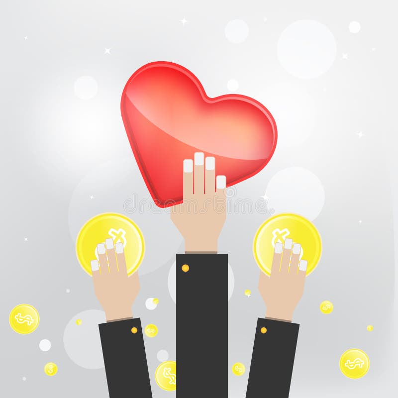 Flat Style Vector Hand Saving Money, Time, Heart and Idea. Stock Vector ...