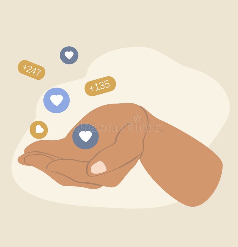 Flat Style Vector Illustration on the Theme of Begging for Likes and ...