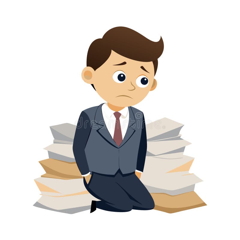 Sad Office Worker Overwhelmed by Paperwork, Awaiting Deadline, Stress ...