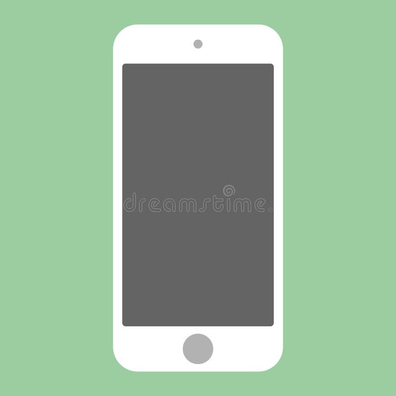 Flat Style White Smartphone with Grey Screen on Green Background ...