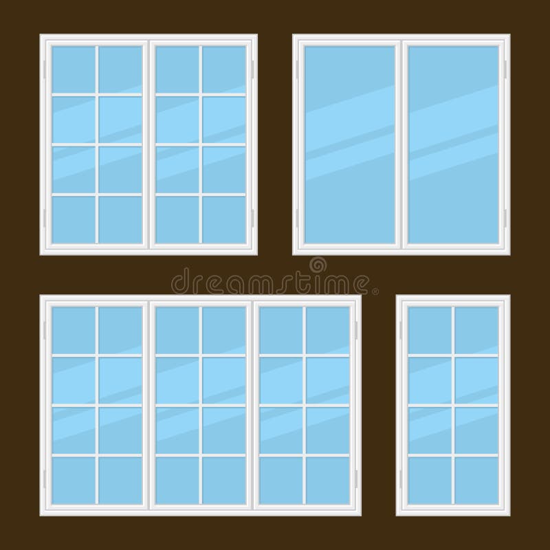 Flat Style Windows Types Set. Vector Stock Vector - Illustration of ...
