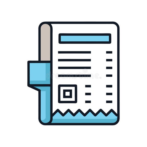 Stylized Icon of a Receipt with QR Code and List, in Blue and Black ...