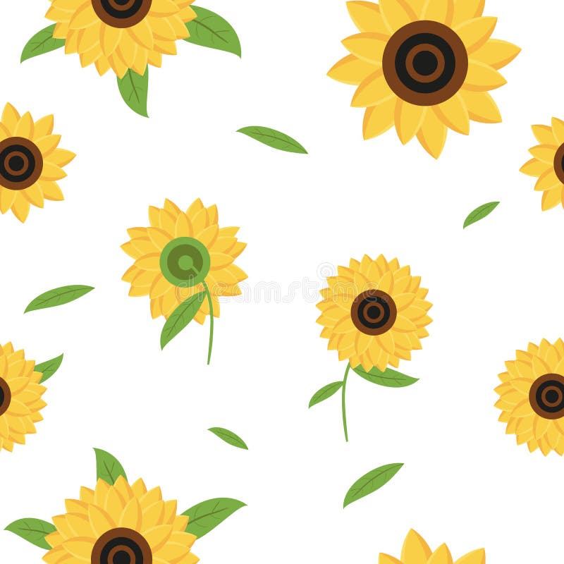 Flat Sunflower Pattern Leaf for Decoration Design on a White Background ...