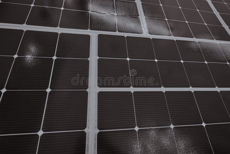 Flat Surface of Solar Panels. Close-up Square Cells Receiving Sunlight ...
