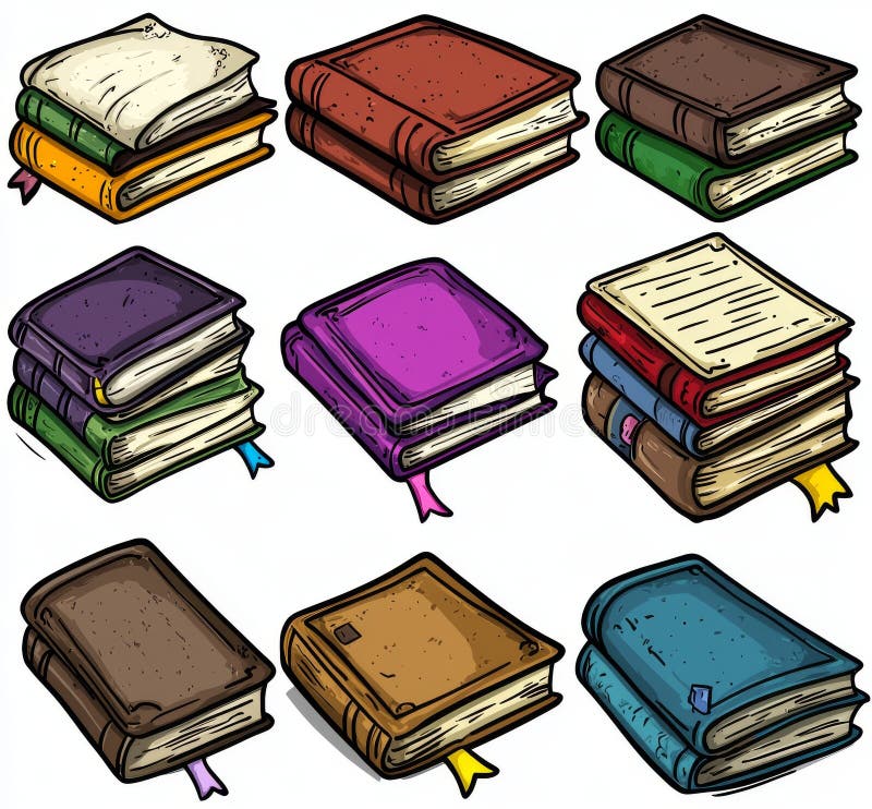 On a Flat Surface, a Stack of Colorful Books Rests with Varying ...