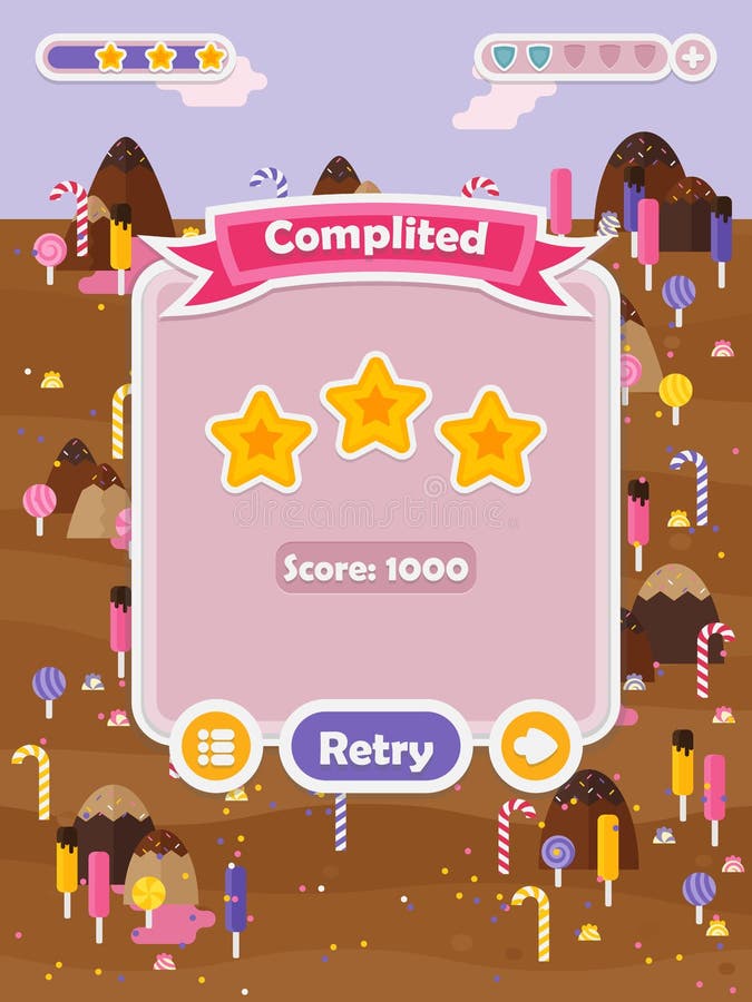 Flat sweet candy GUI scene stock vector. Illustration of cute - 154017123