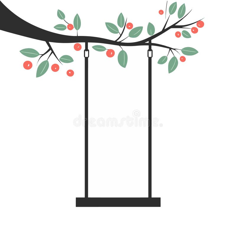 Flat Swing Hanging from a Tree Branch Vector Stock Illustration ...