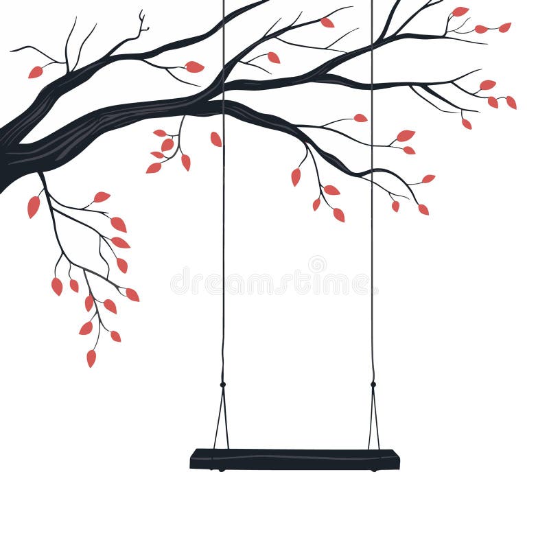 Flat Swing Hanging from a Tree Branch Vector Stock Illustration ...