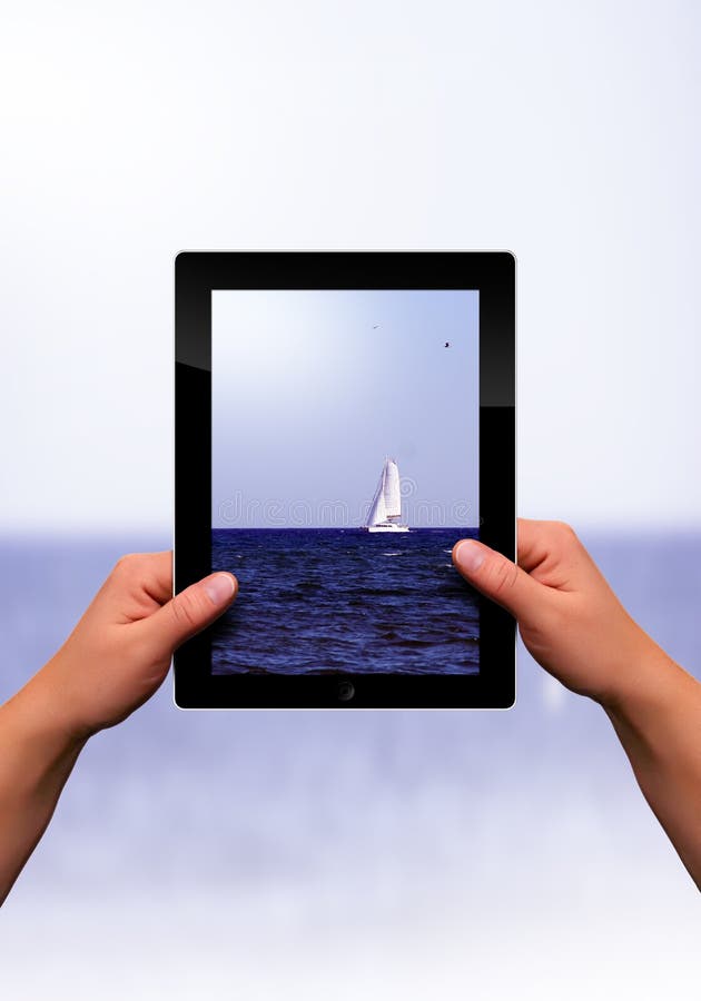 Flat tablet pc stock image. Image of handheld, notepad - 21654297