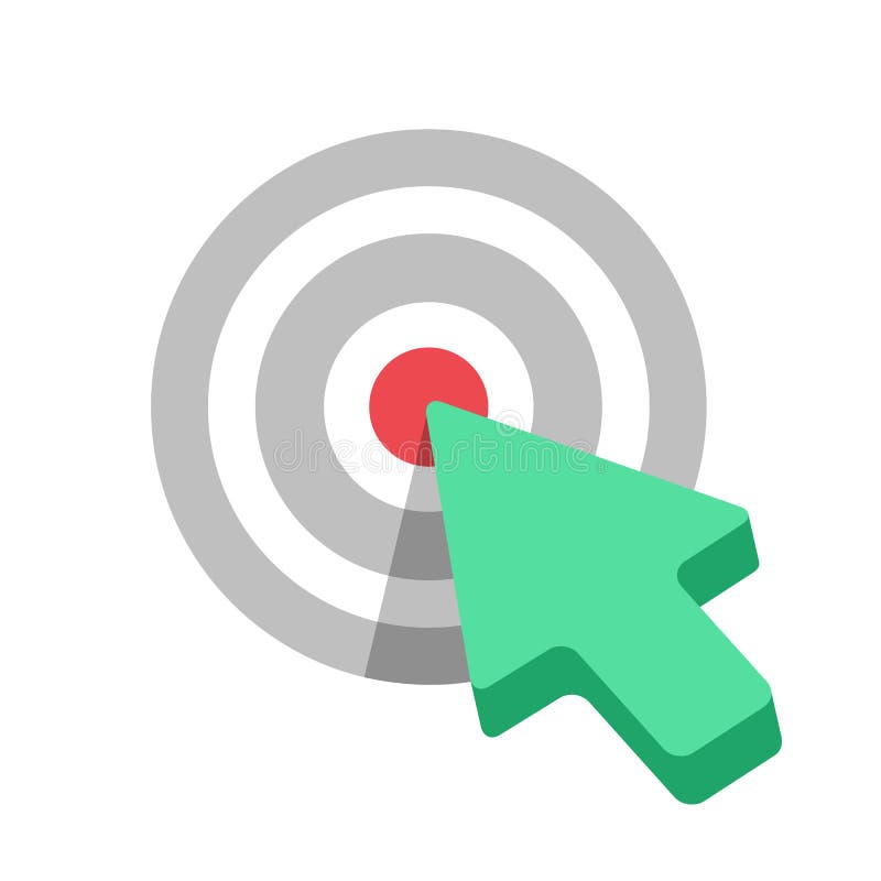 Flat Target Icon with Green Arrow Cursor. Stock Vector - Illustration ...