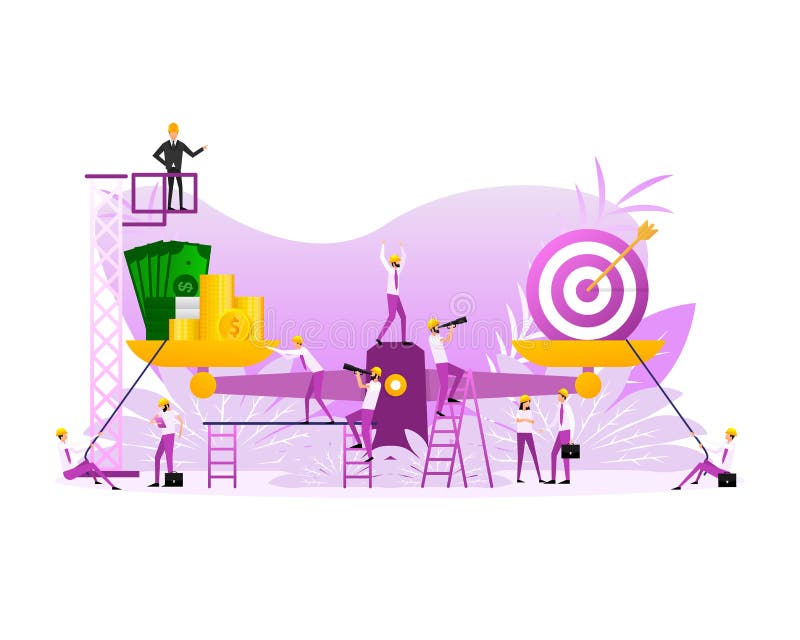 Flat Target Vs Money on Scales. Flat People. Time Management Stock ...