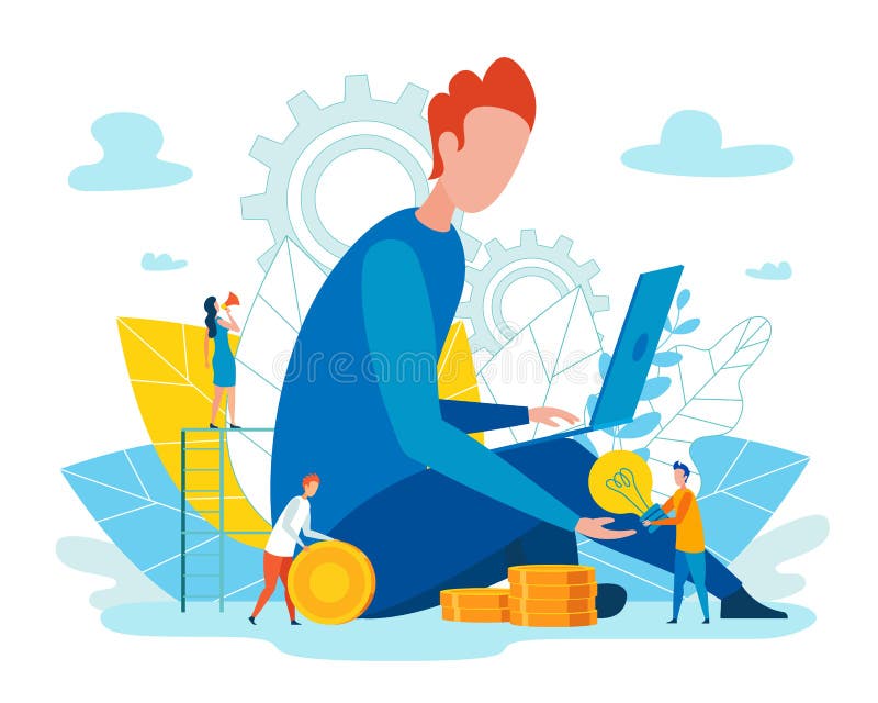 Individual And Team Work Efficiency Drawing. Stock Illustration ...