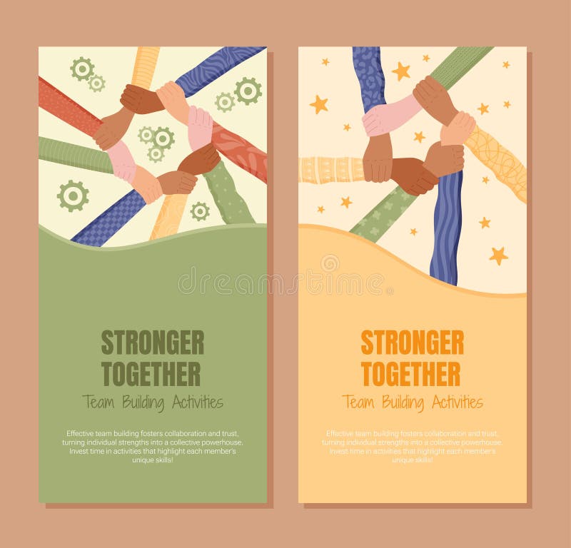 Flat Teamwork Banner with Hands Set Stock Vector - Illustration of ...