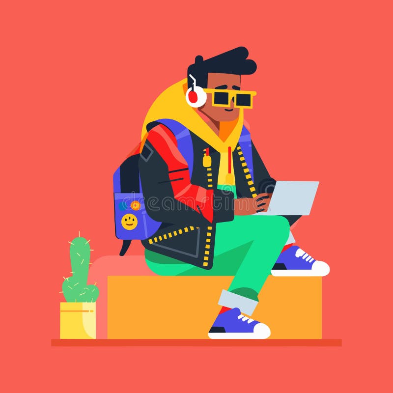 Flat it Tech Guy Character Geometric Illustration Stock Vector ...