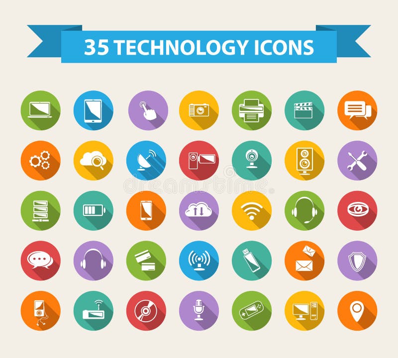 Flat Technology Icons stock vector. Illustration of business - 46127262