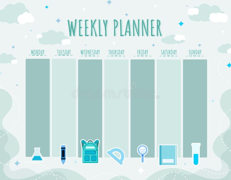 Flat Template Weekly Planner and School Timetable Design. Stock Vector ...